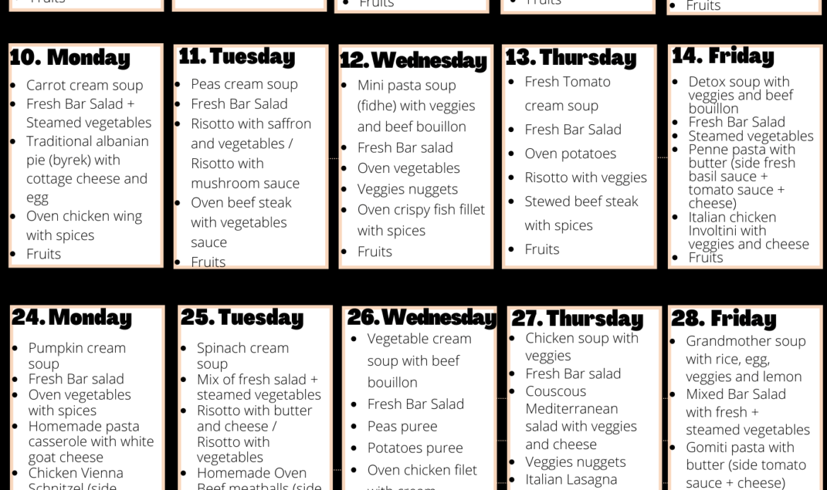 October lunch menu – Tis Cafeteria