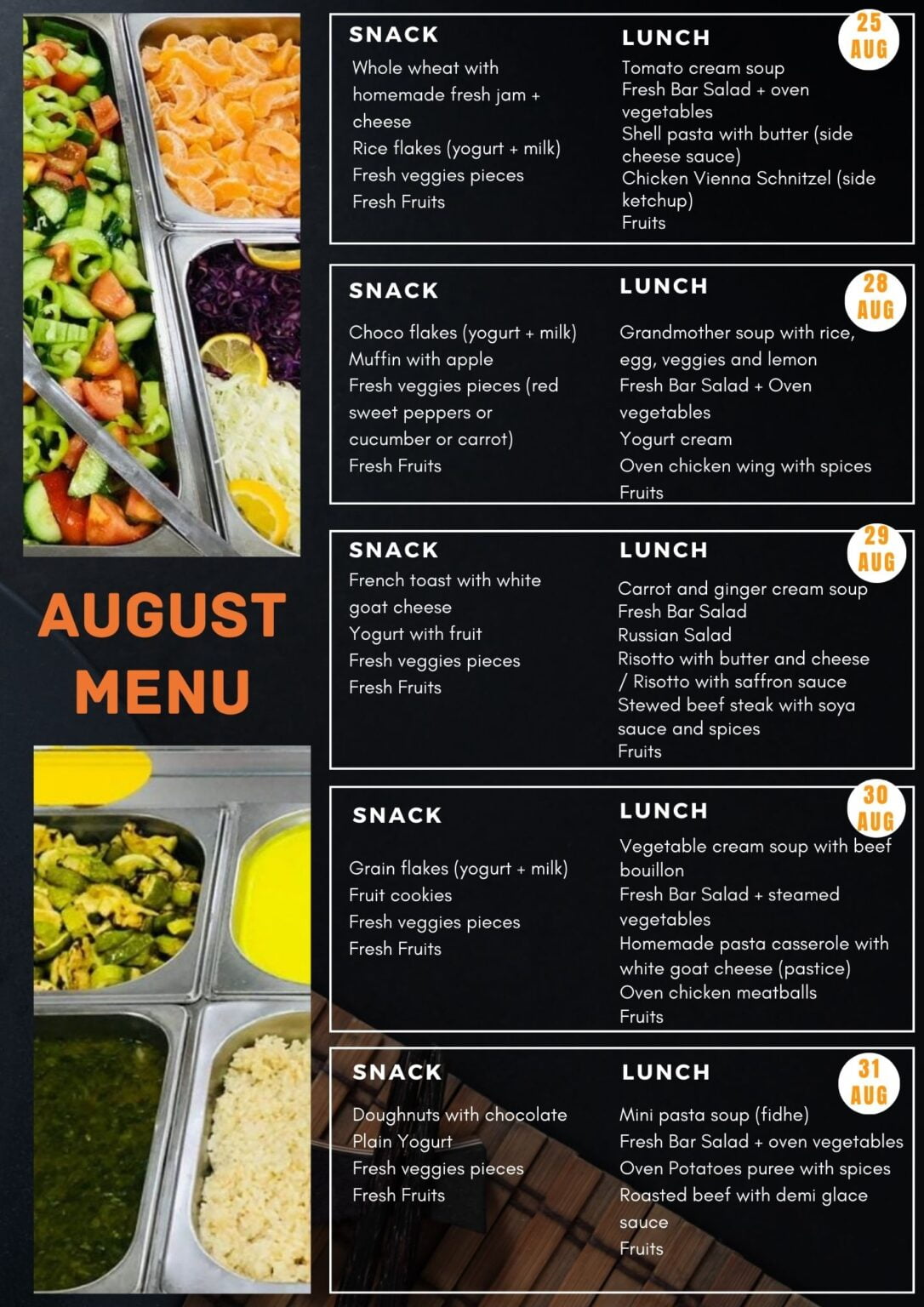 August Menu – Tis Cafeteria